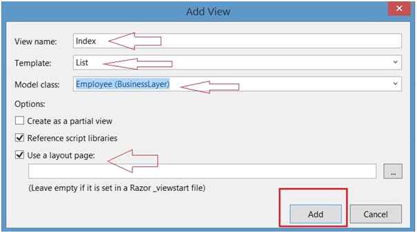 CRUD Operations in MVC Using Business Layer and Scaffolding